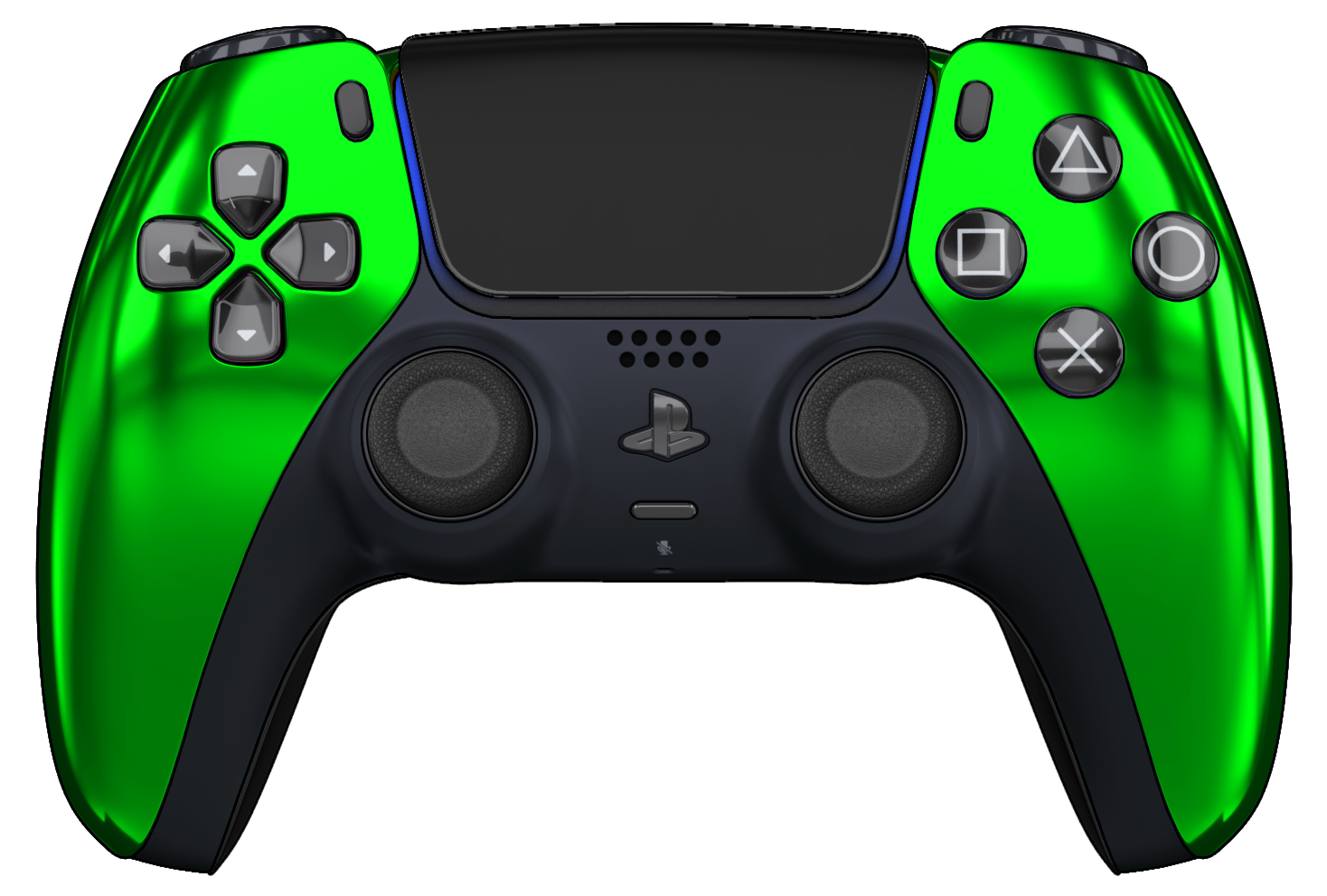 TCP Chrome Green PS5 Controller With Black Buttons And Back Shell The